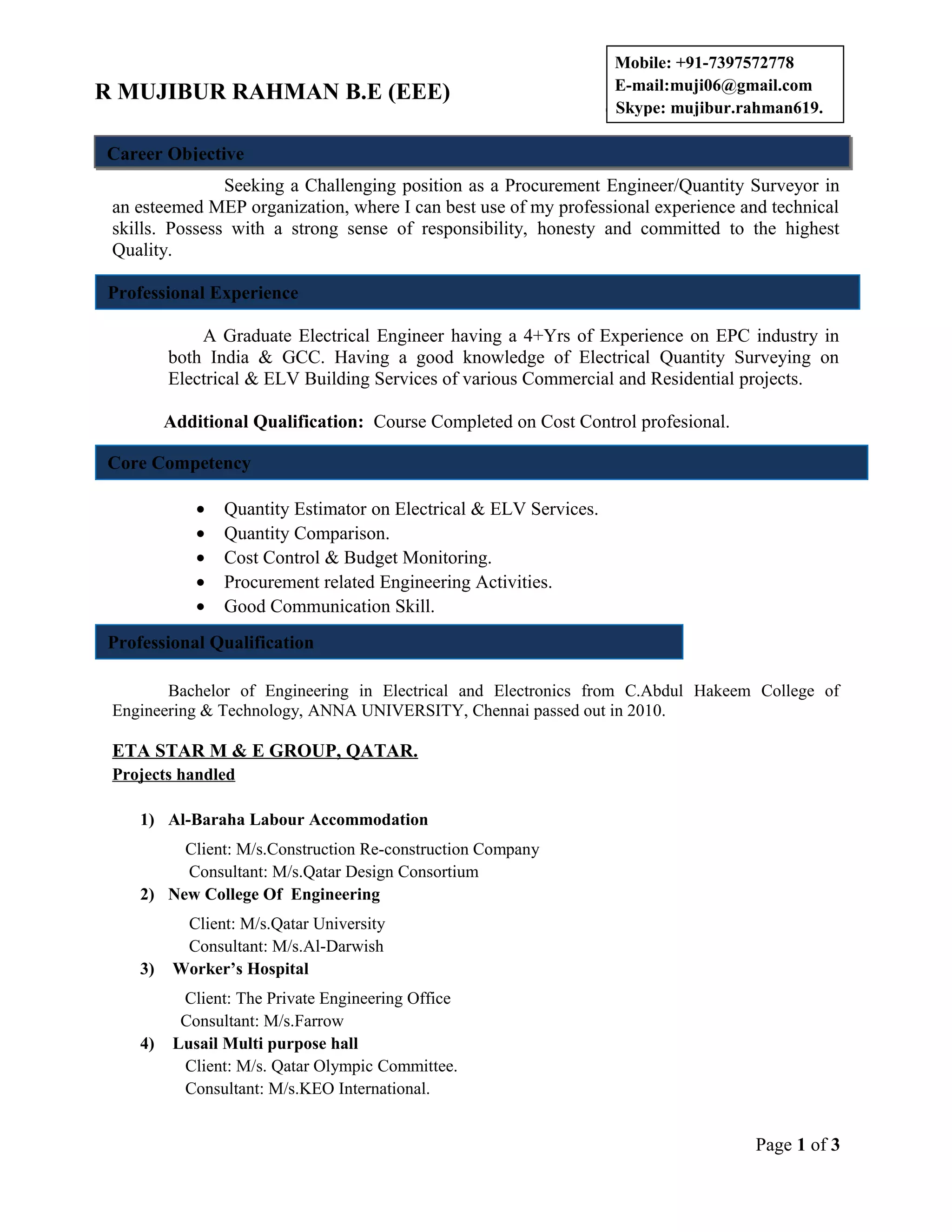 Resume-Mujib. | PDF