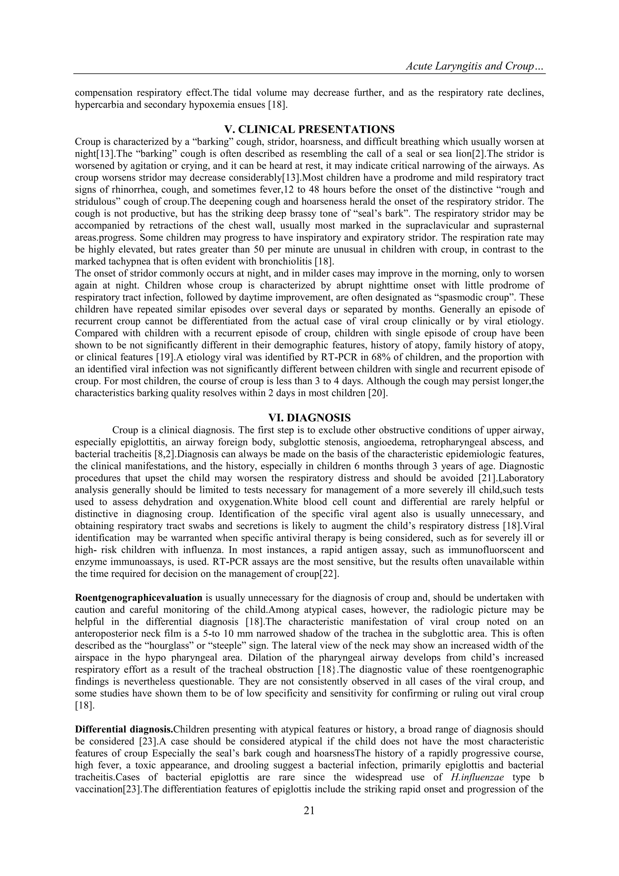 Acute Laryngitis and Croup: Diagnosis and Treatment | PDF