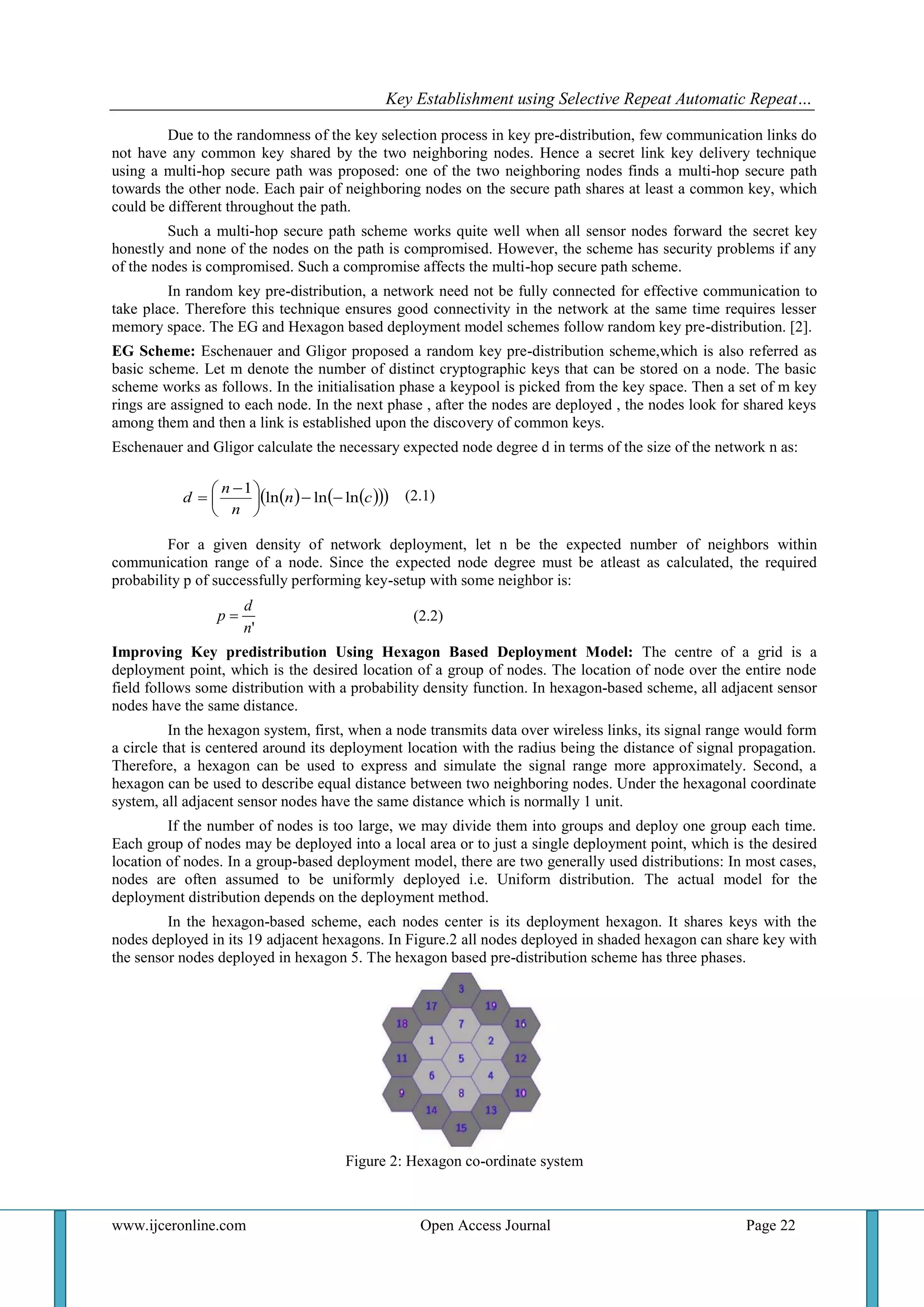 Key Establishment using Selective Repeat Automatic Repeat Request Mechanism for Wireless Sensor ...