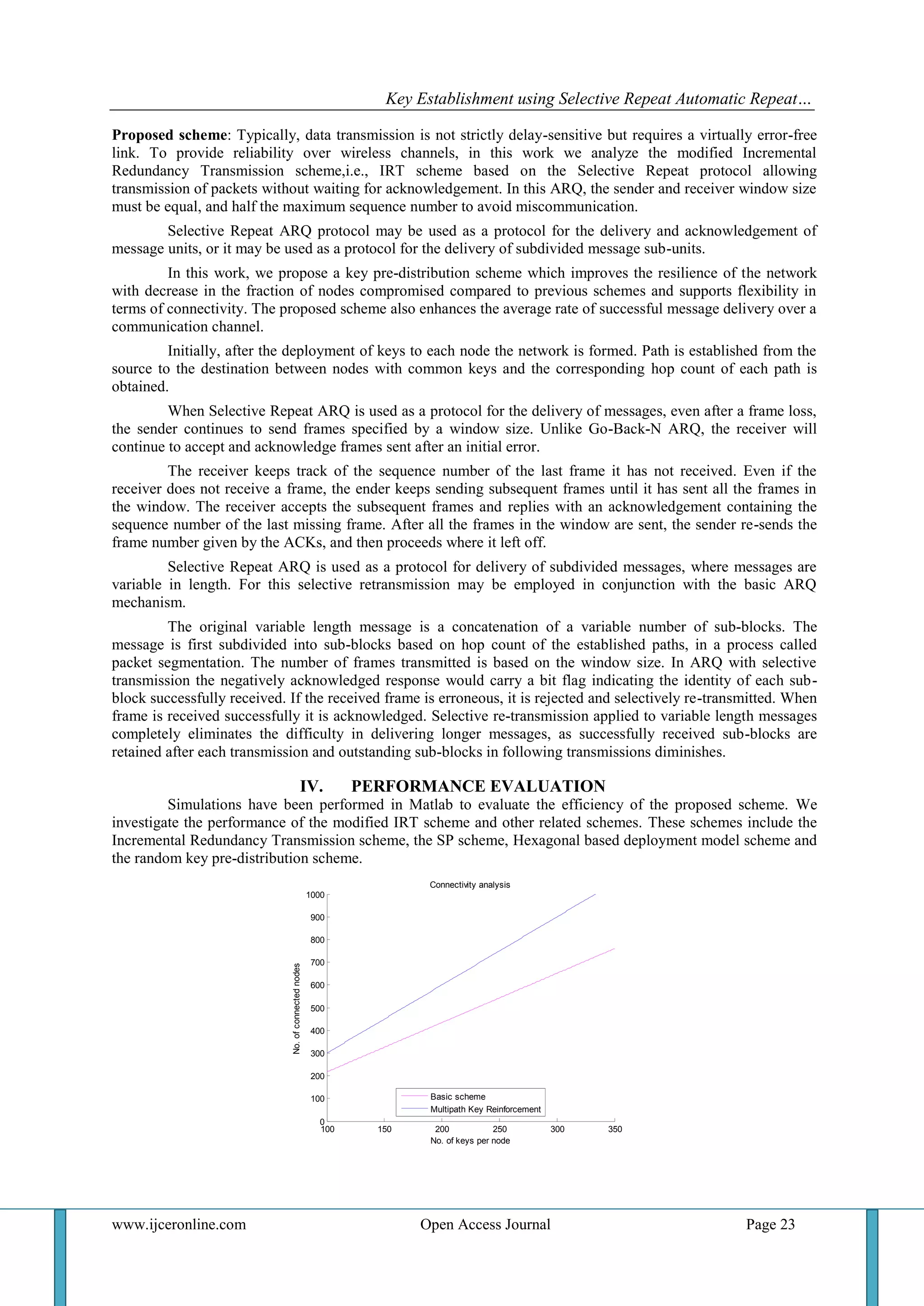 Key Establishment using Selective Repeat Automatic Repeat Request Mechanism for Wireless Sensor ...