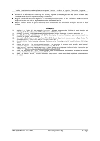 Gender Participation and Performance of Pre-Service Teachers in Physics ...