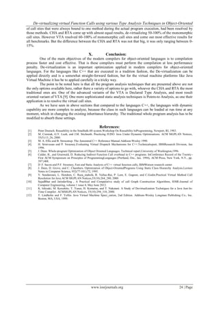 De-virtualizing virtual Function Calls using various Type Analysis Techniques in Object-Oriented ...