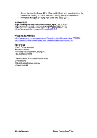 Rico Zulkarnain RZ9 - Futsal CV New | PDF