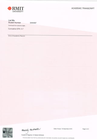 RMIT Transcript | PDF