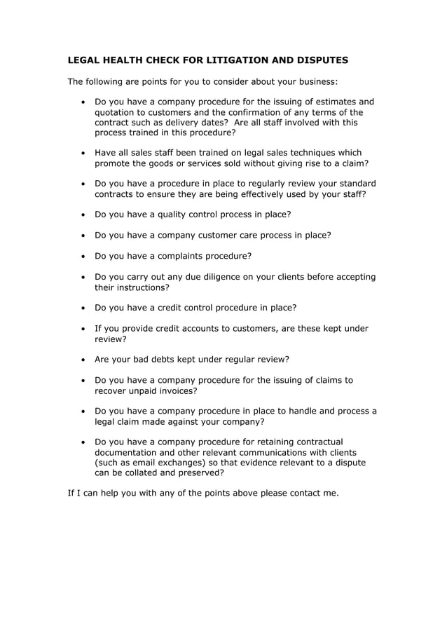 LEGAL HEALTH CHECK | PDF