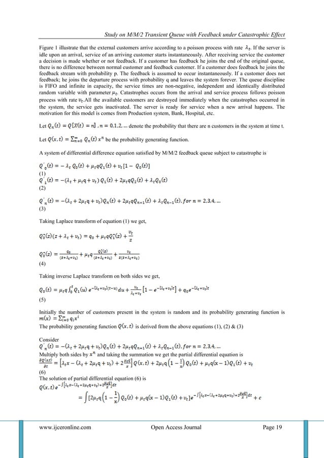 Study on M/M/2 Transient Queue with Feedback under Catastrophic Effect | PDF