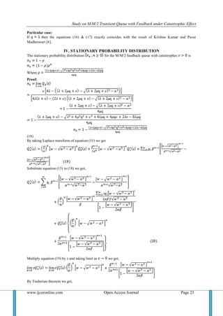 Study on M/M/2 Transient Queue with Feedback under Catastrophic Effect | PDF