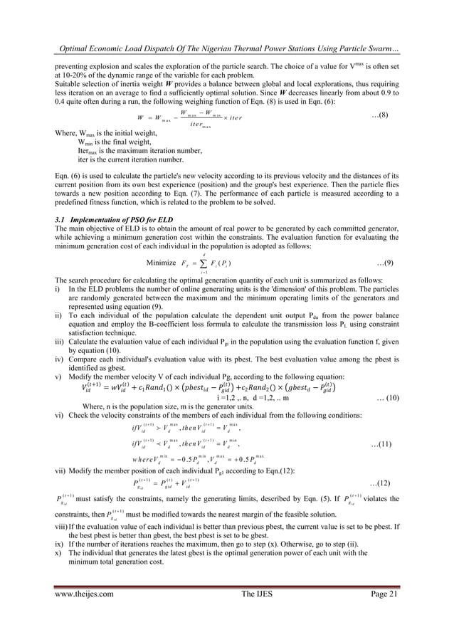 Optimal Economic Load Dispatch of the Nigerian Thermal Power Stations ...