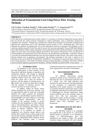 Allocation of Transmission Cost Using Power Flow Tracing Methods | PDF