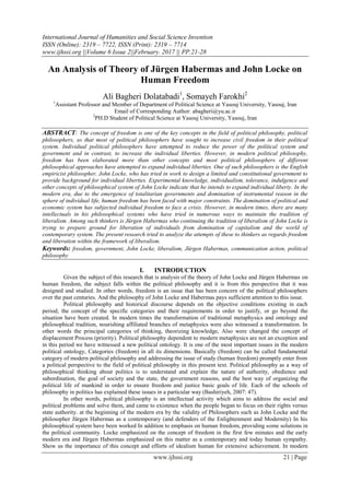 An Analysis of Theory of Jürgen Habermas and John Locke on Human ...