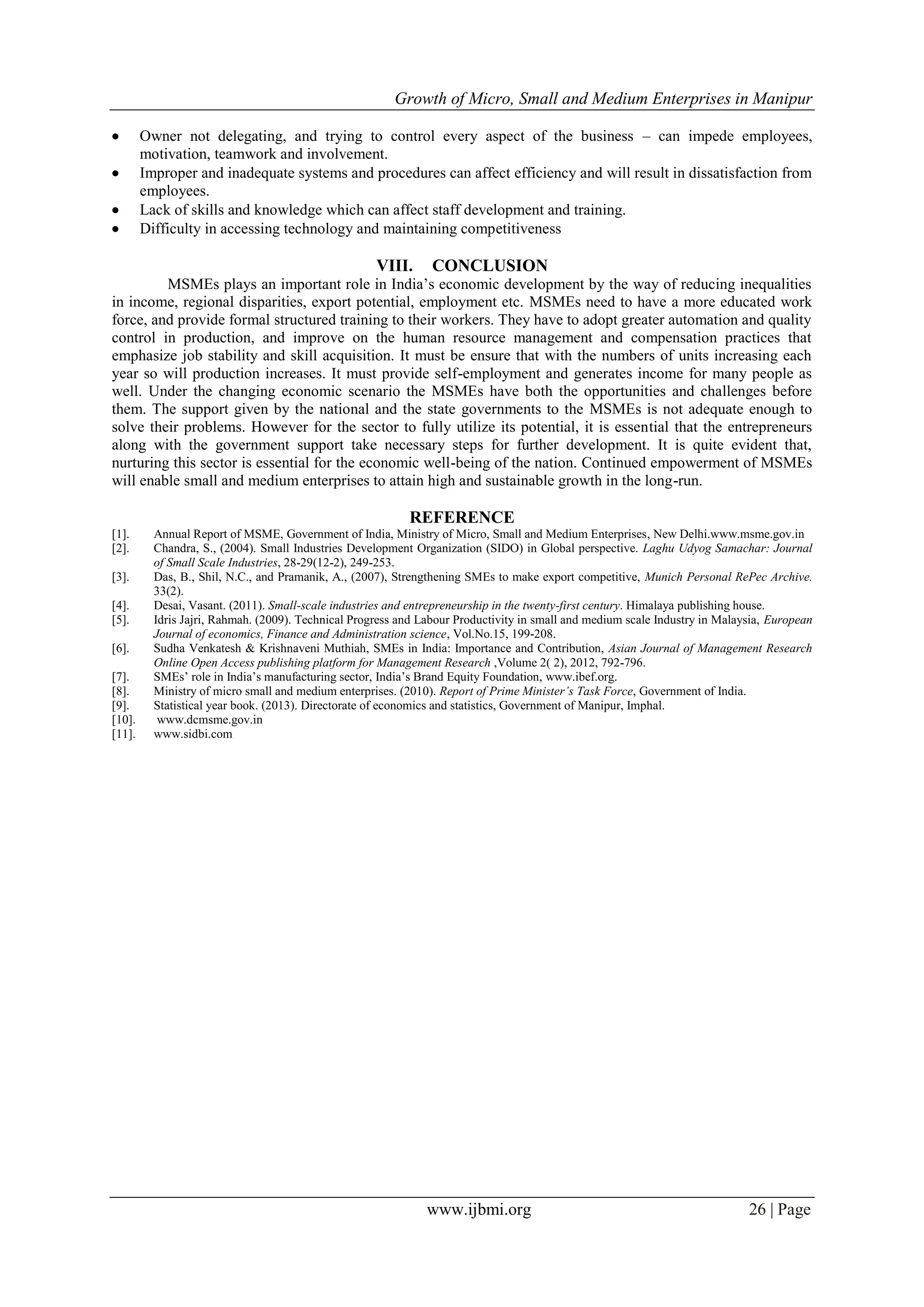 Growth of Micro, Small and Medium Enterprises in Manipur | PDF