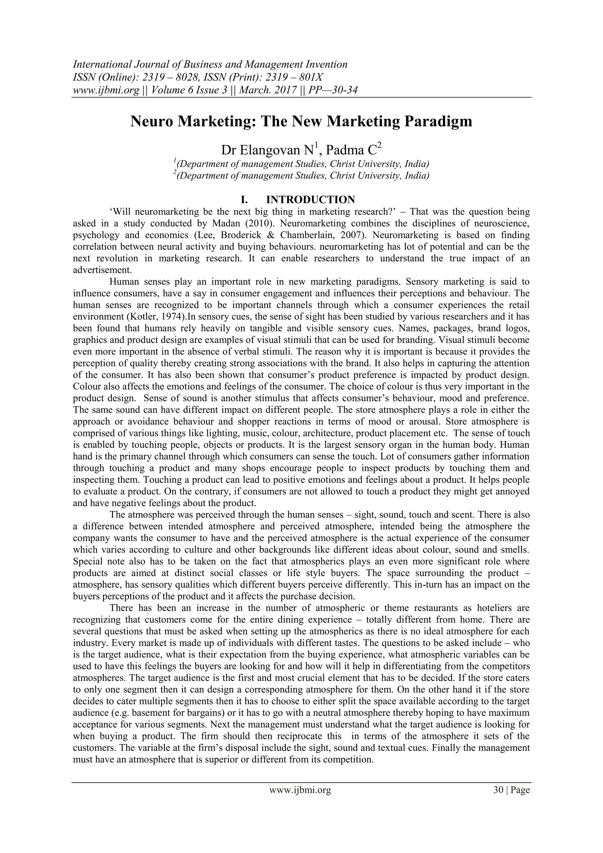 Neuro Marketing: The New Marketing Paradigm | PDF