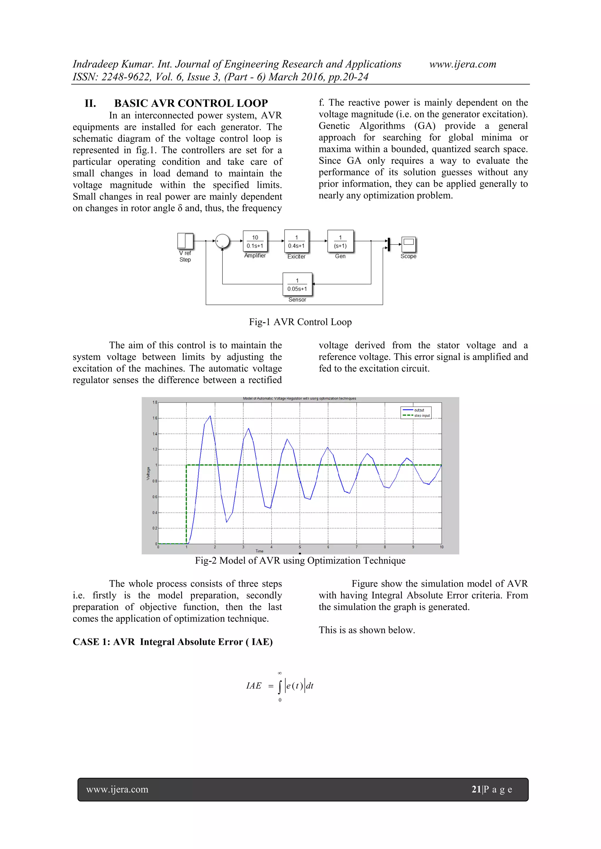 Optimization of Automatic Voltage Regulator Using Genetic Algorithm ...