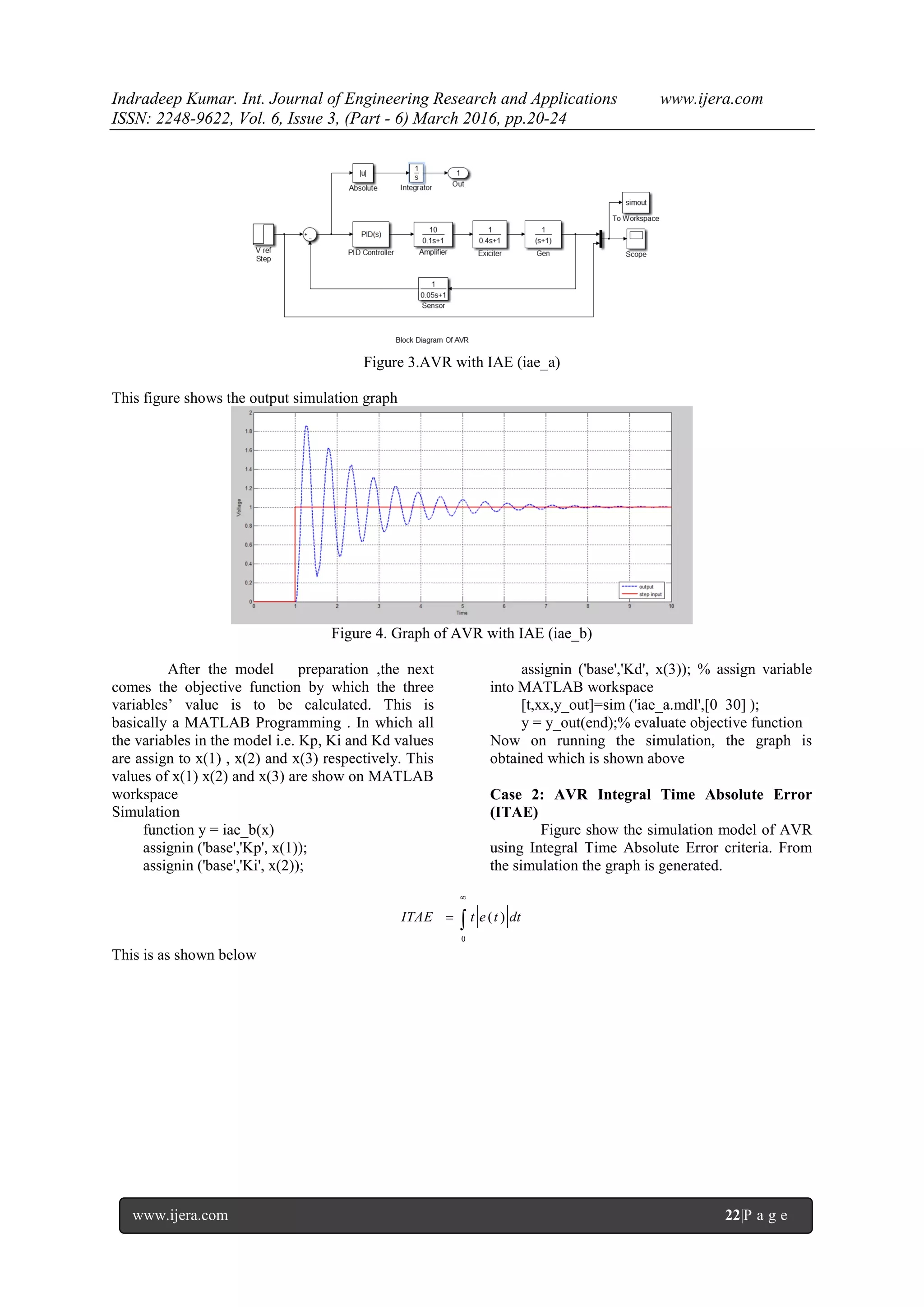 Optimization of Automatic Voltage Regulator Using Genetic Algorithm Applying IAE, ITAE Criteria ...