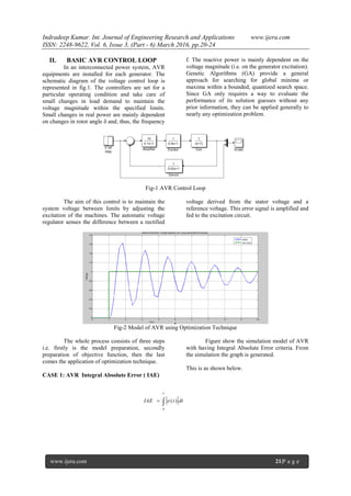 Optimization of Automatic Voltage Regulator Using Genetic Algorithm Applying IAE, ITAE Criteria ...