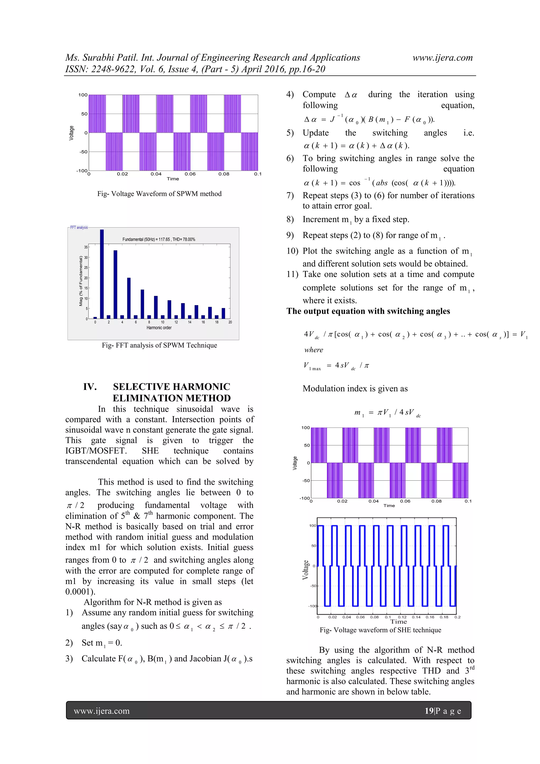 Comparison of PWM Techniques and Selective Harmonic Elimination for 3-Level Inverter | PDF
