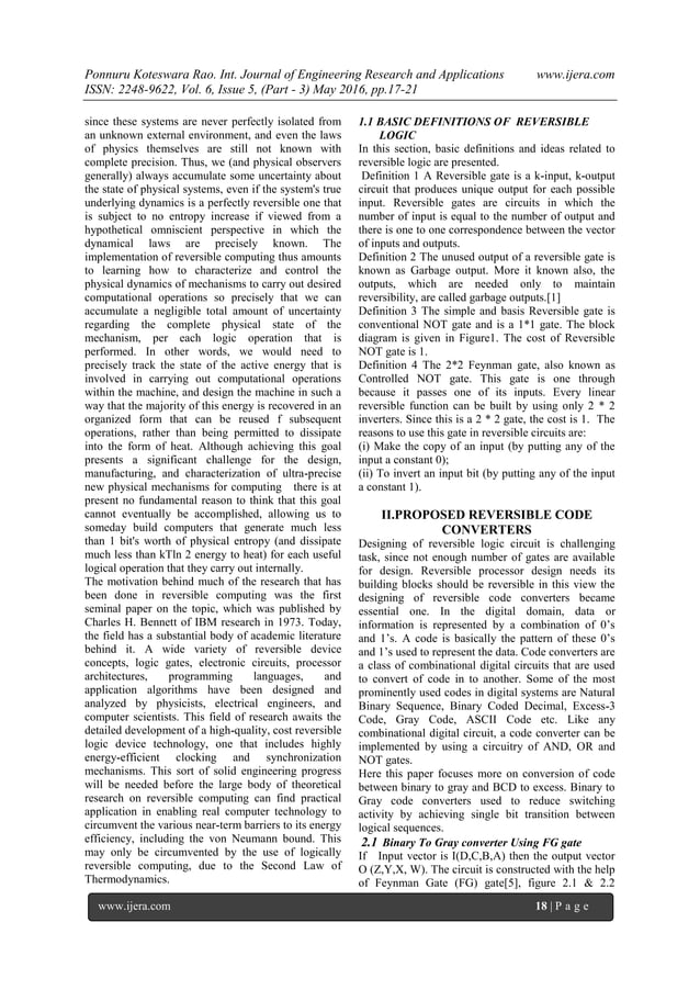 Implementation Of Effective Code Converters Using Reversible Logic Gates Pdf Free Download