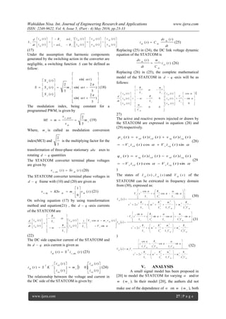 Small Signal Modeling Of Controller For Statcom Used In Distribution System For Reactive Power ...