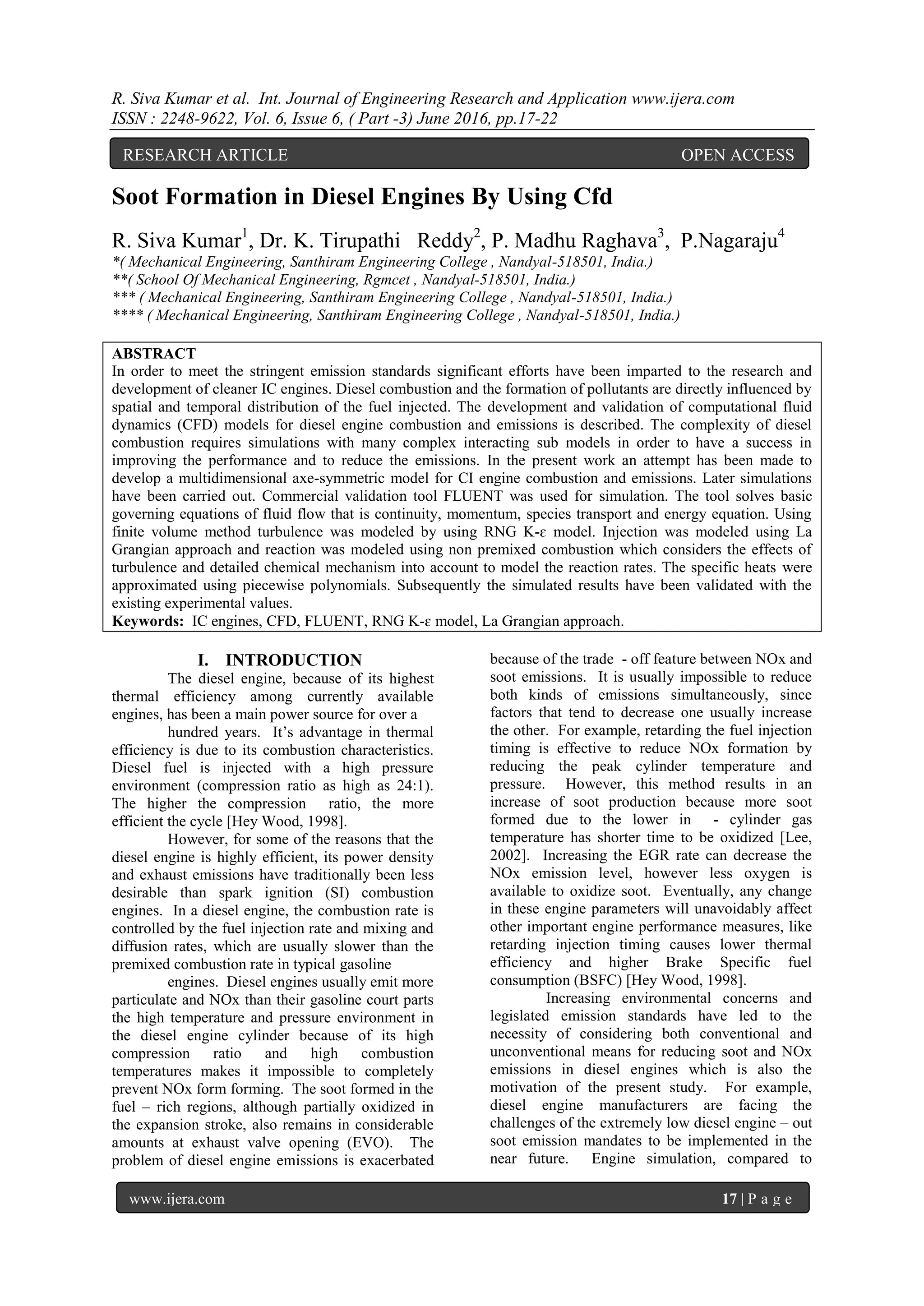 Soot Formation in Diesel Engines By Using Cfd | PDF | Physics | Science