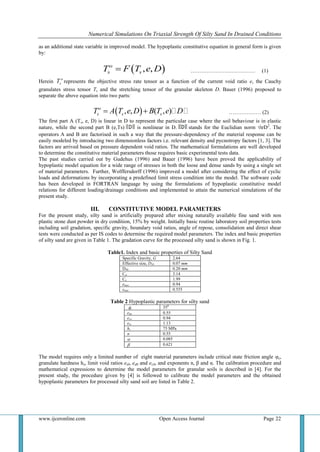 Numerical Simulations on Triaxial Strength of Silty Sand in Drained Conditions | PDF