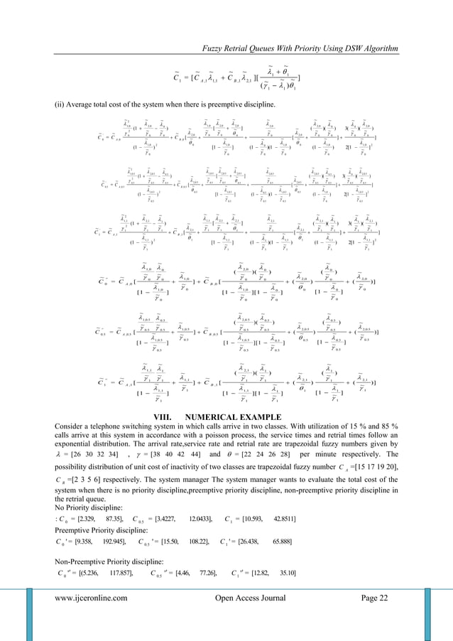 Fuzzy Retrial Queues With Priority Using Dsw Algorithm Pdf Technology And Computing