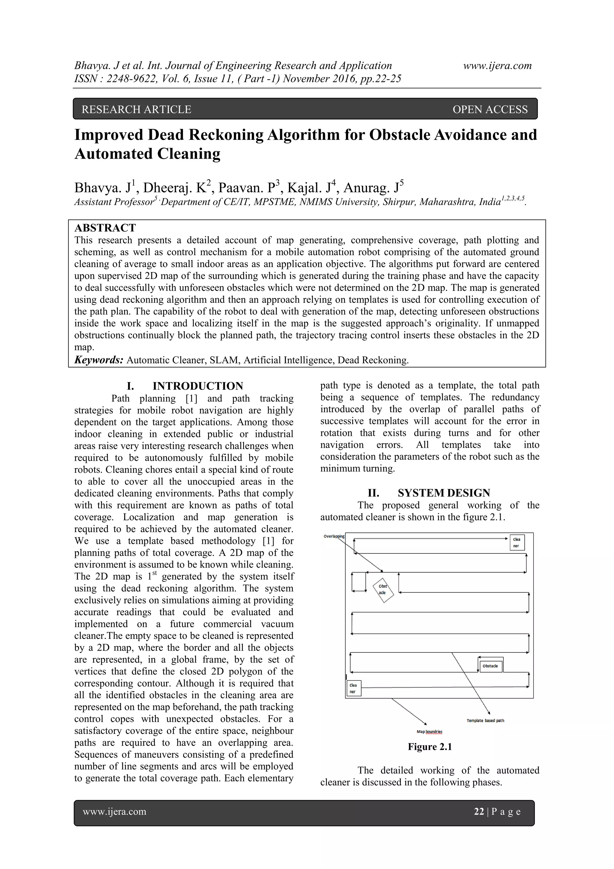 Improved Dead Reckoning Algorithm For Obstacle Avoidance And Automated