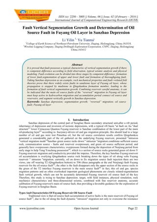 Fault Vertical Segmentation Growth and Determination of Oil Source ...