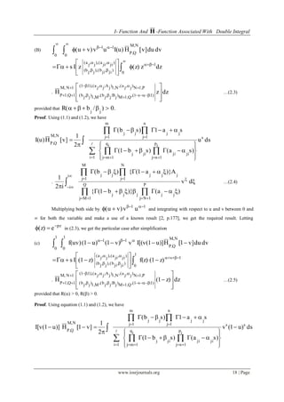 I- Function and H -Function Associated With Double Integral | PDF