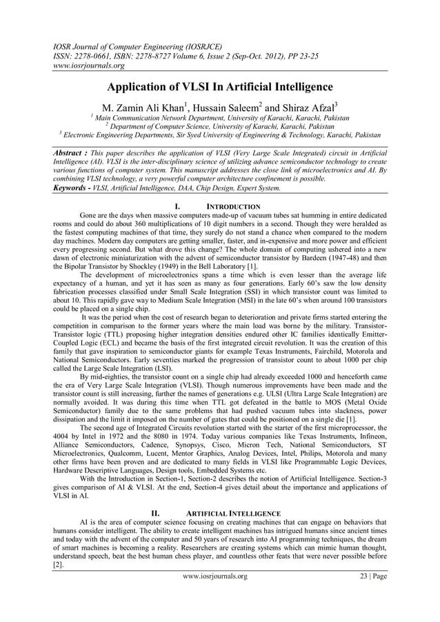 Application of VLSI In Artificial Intelligence | PDF | Technology Industry | Industries