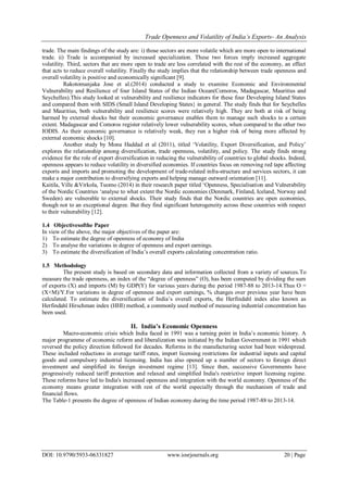 Trade Openness and Volatility of India’s Exports-an Analysis | PDF