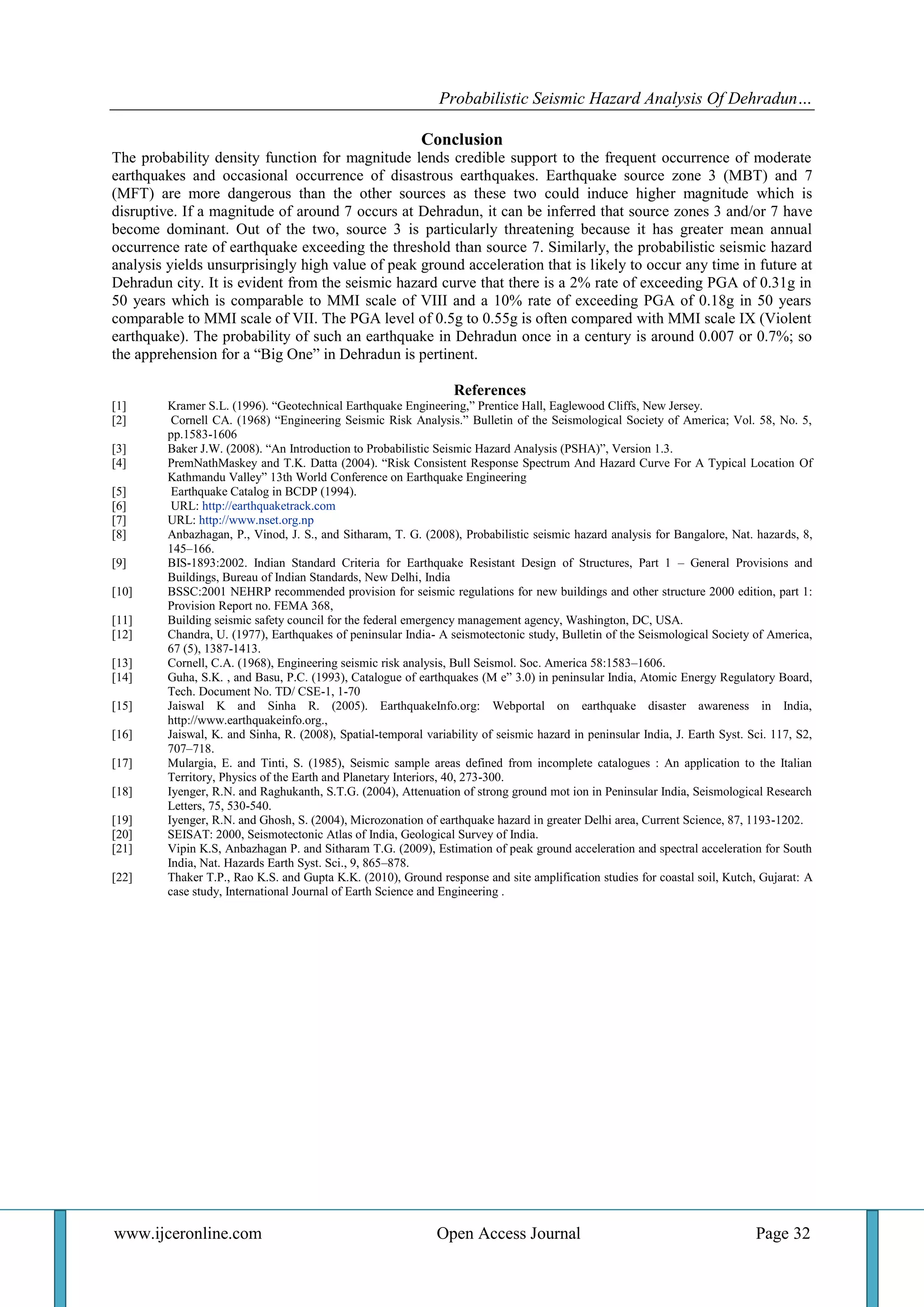 Probabilistic Seismic Hazard Analysis Of Dehradun City , Uttrakhand | PDF