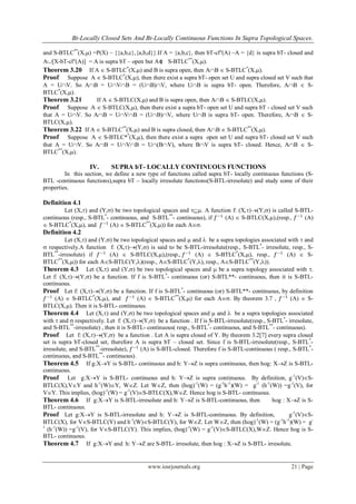 bT-Locally Closed Sets and bT-Locally Continuous Functions In Supra Topological Spaces. | PDF
