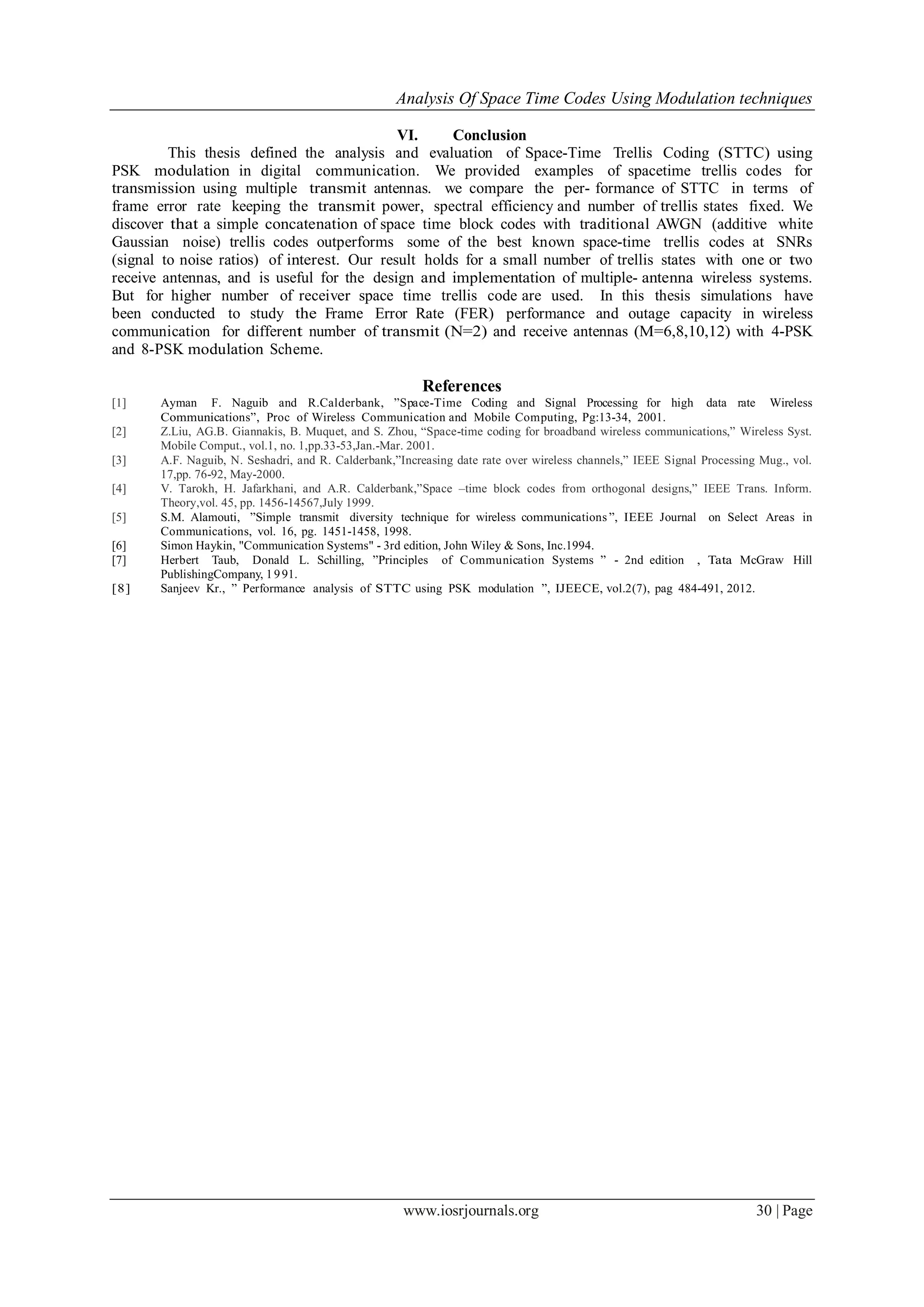 Analysis Of Space Time Codes Using Modulation Techniques Pdf