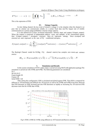 Analysis of Space Time Codes Using Modulation Techniques | PDF