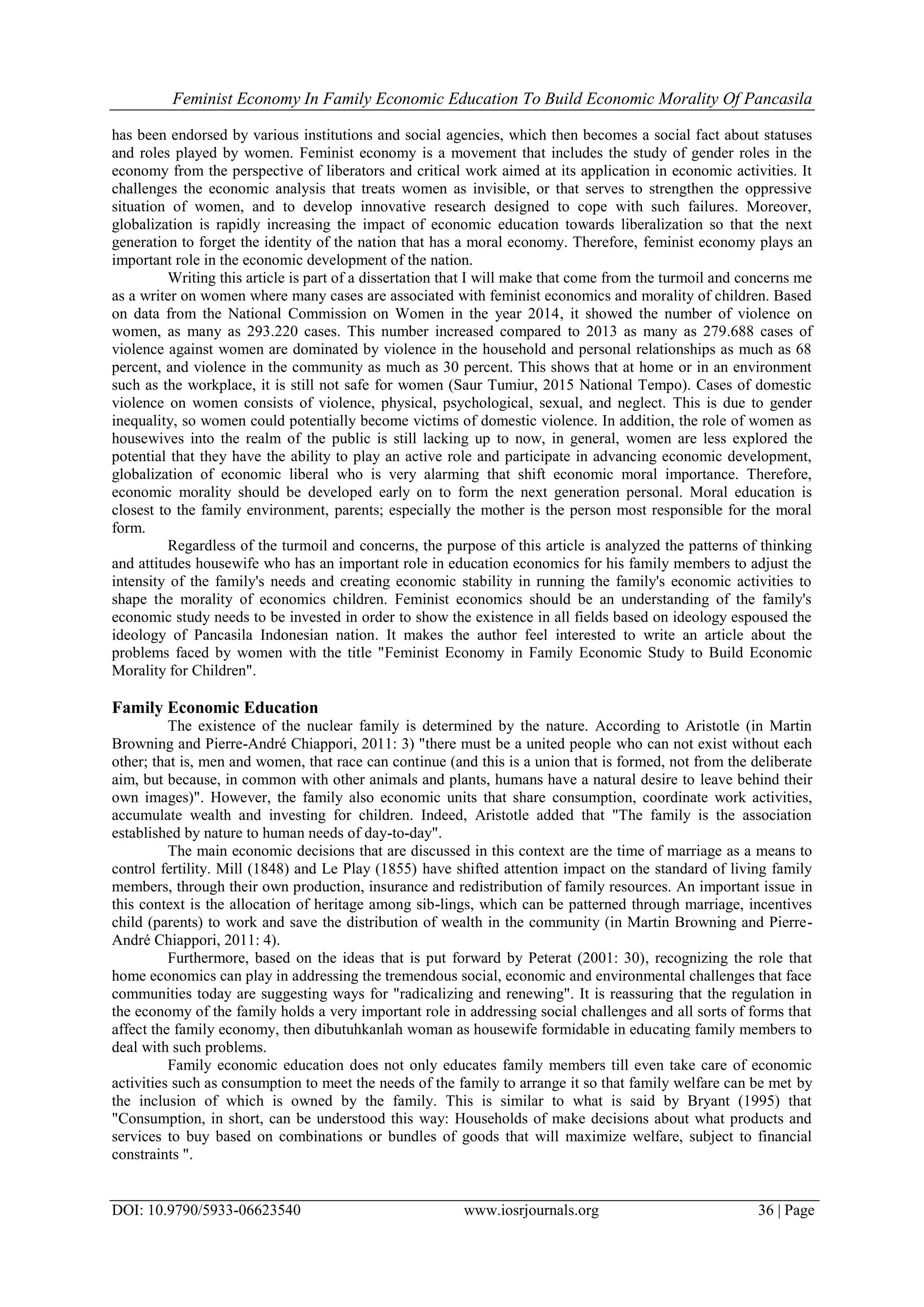 Feminist Economy in Family Economic Education to Build Economic ...