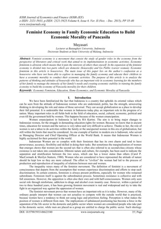 Feminist Economy in Family Economic Education to Build Economic ...