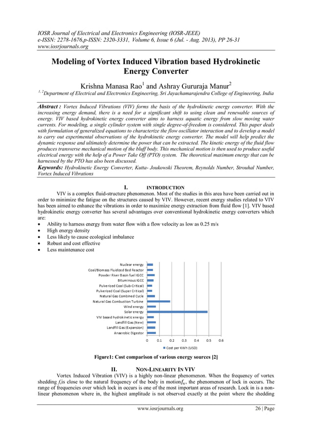 Modeling of Vortex Induced Vibration based Hydrokinetic Energy Converter | PDF