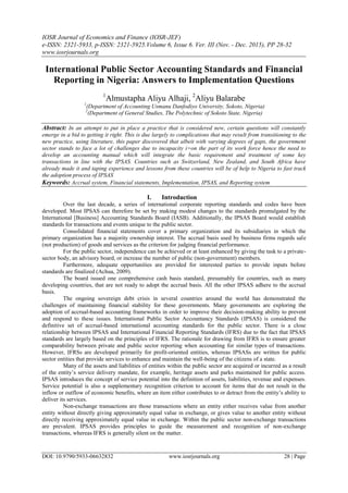 International Public Sector Accounting Standards and Financial Reporting in Nigeria: Answers to ...
