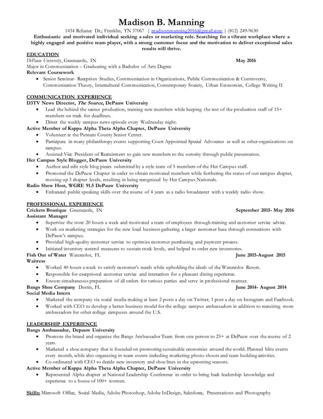Madison Manning Tennessee Resume | DOCX