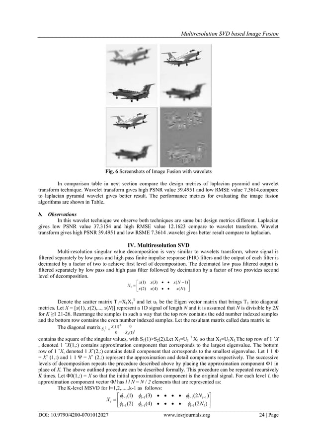 Multiresolution SVD based Image Fusion | PDF