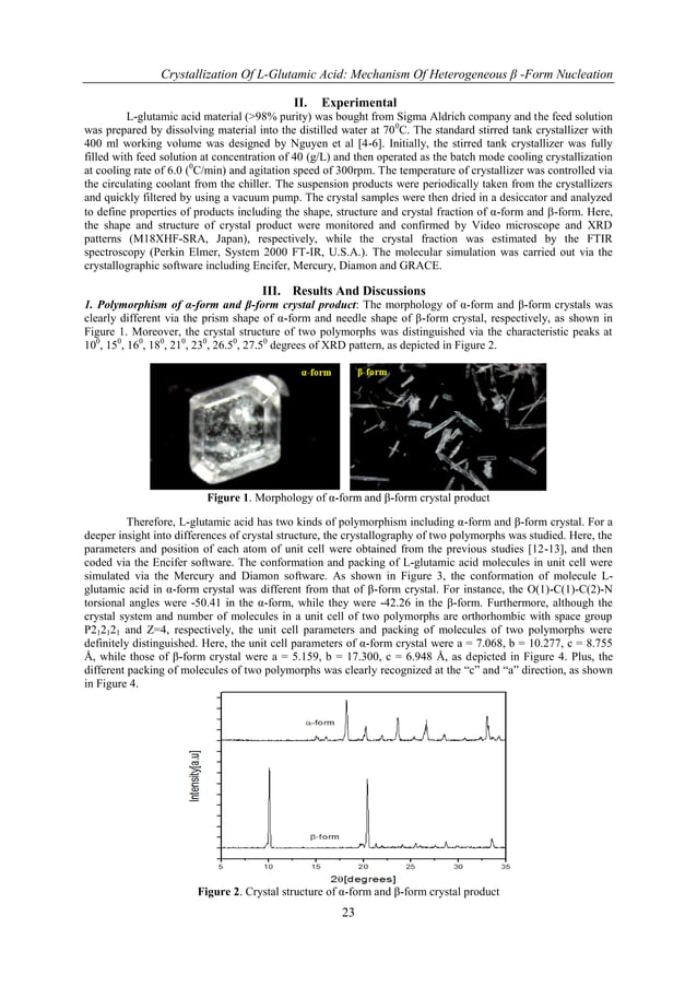 Crystallization of L-Glutamic Acid: Mechanism of Heterogeneous β -Form Nucleation | PDF