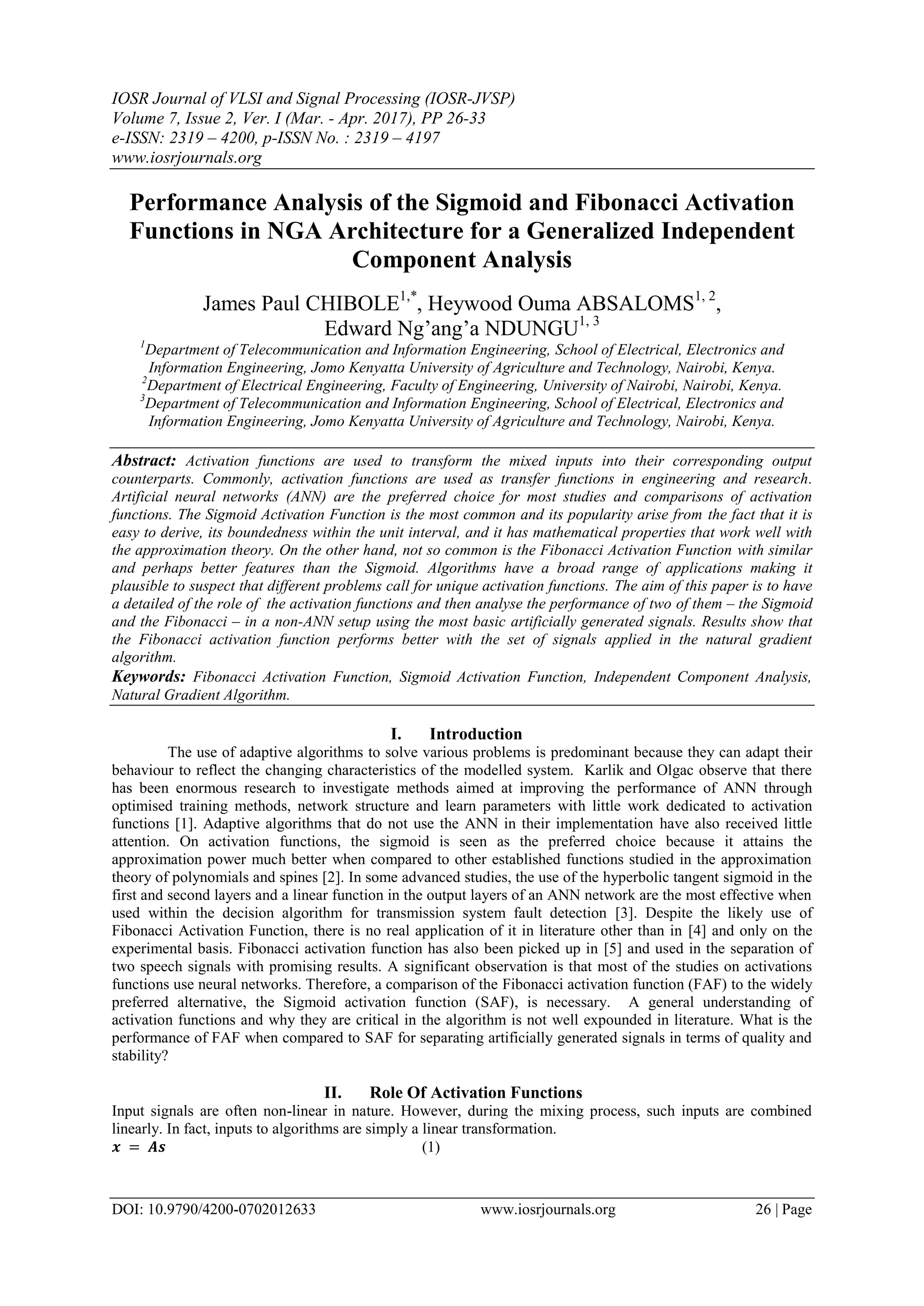 Performance Analysis of the Sigmoid and Fibonacci Activation Functions in NGA Architecture for a ...