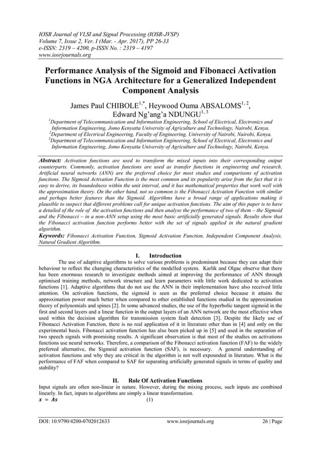 Performance Analysis of the Sigmoid and Fibonacci Activation Functions in NGA Architecture for a ...