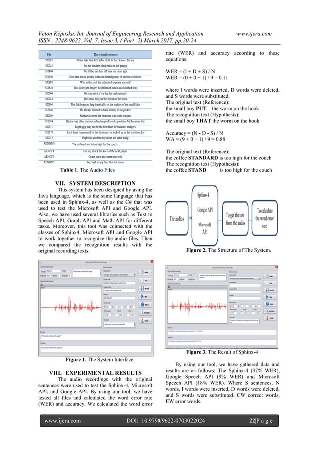 Comparing Speech Recognition Systems (Microsoft API, Google API And CMU Sphinx) | PDF