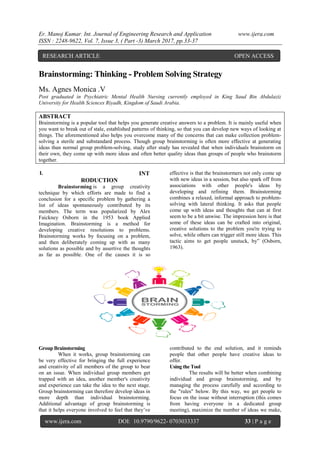 Brainstorming: Thinking - Problem Solving Strategy | PDF
