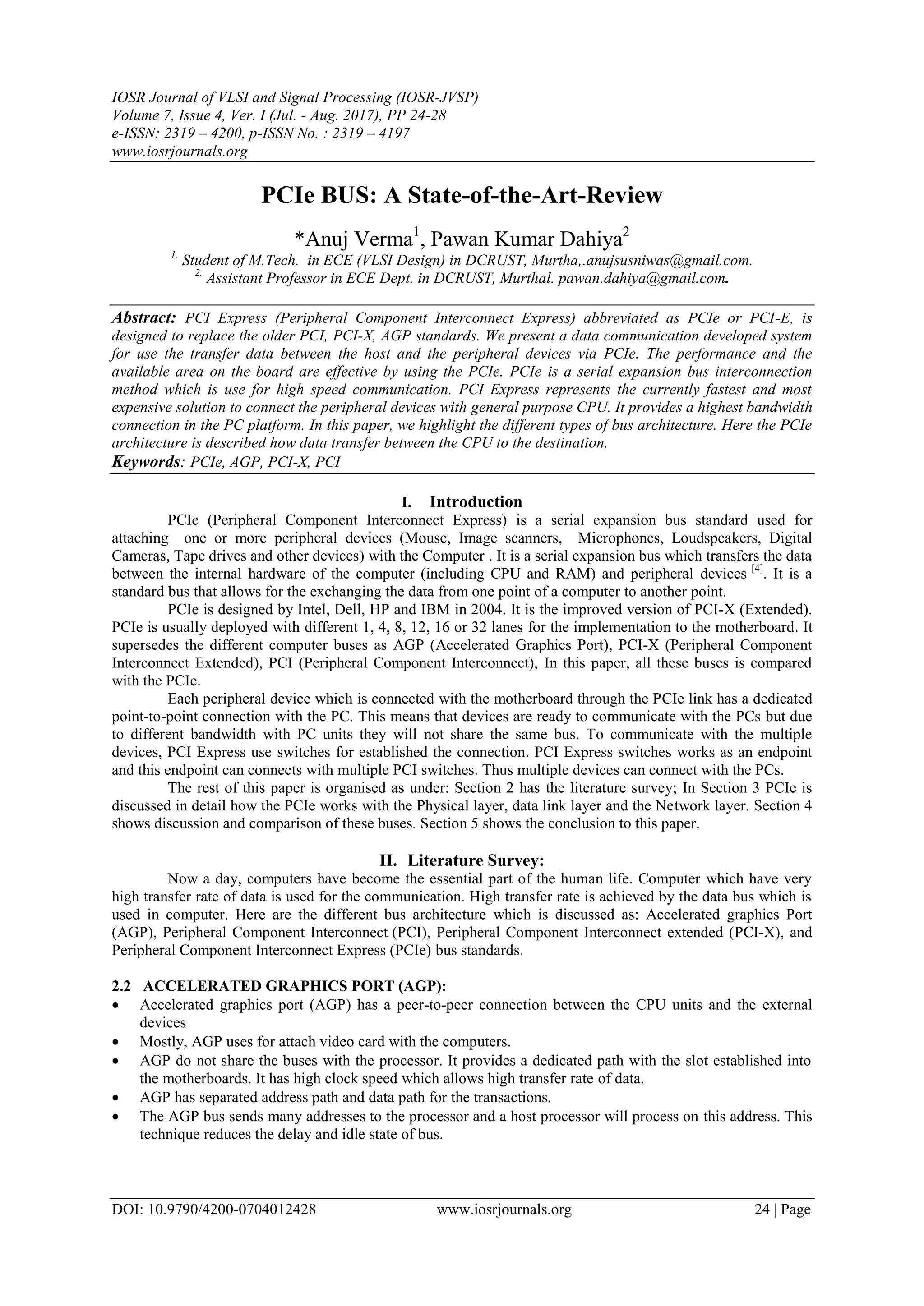 PCIe BUS: A State-of-the-Art-Review | PDF