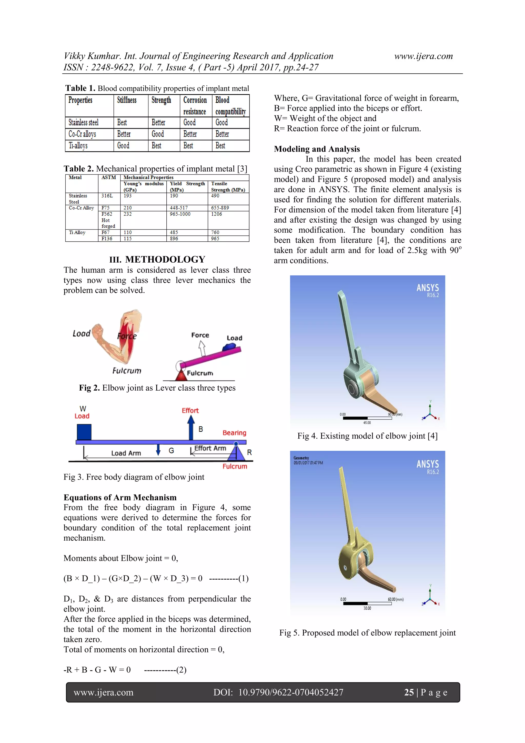 Design and Analysis of Total Elbow Replacement Joint | PDF