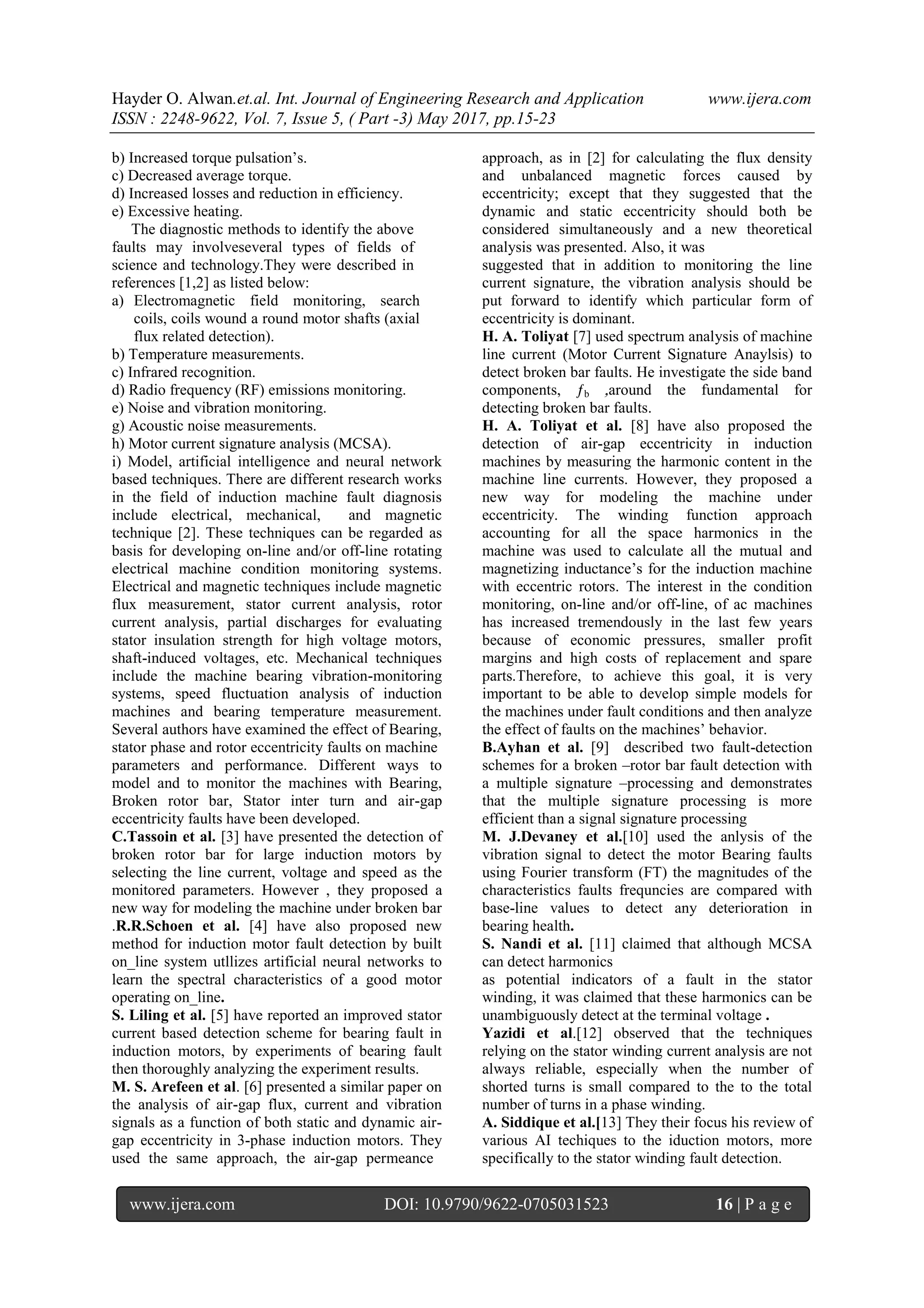Detection Of Static Air Gap Eccentricity In Three Phase Induction Motor By Using Artificial