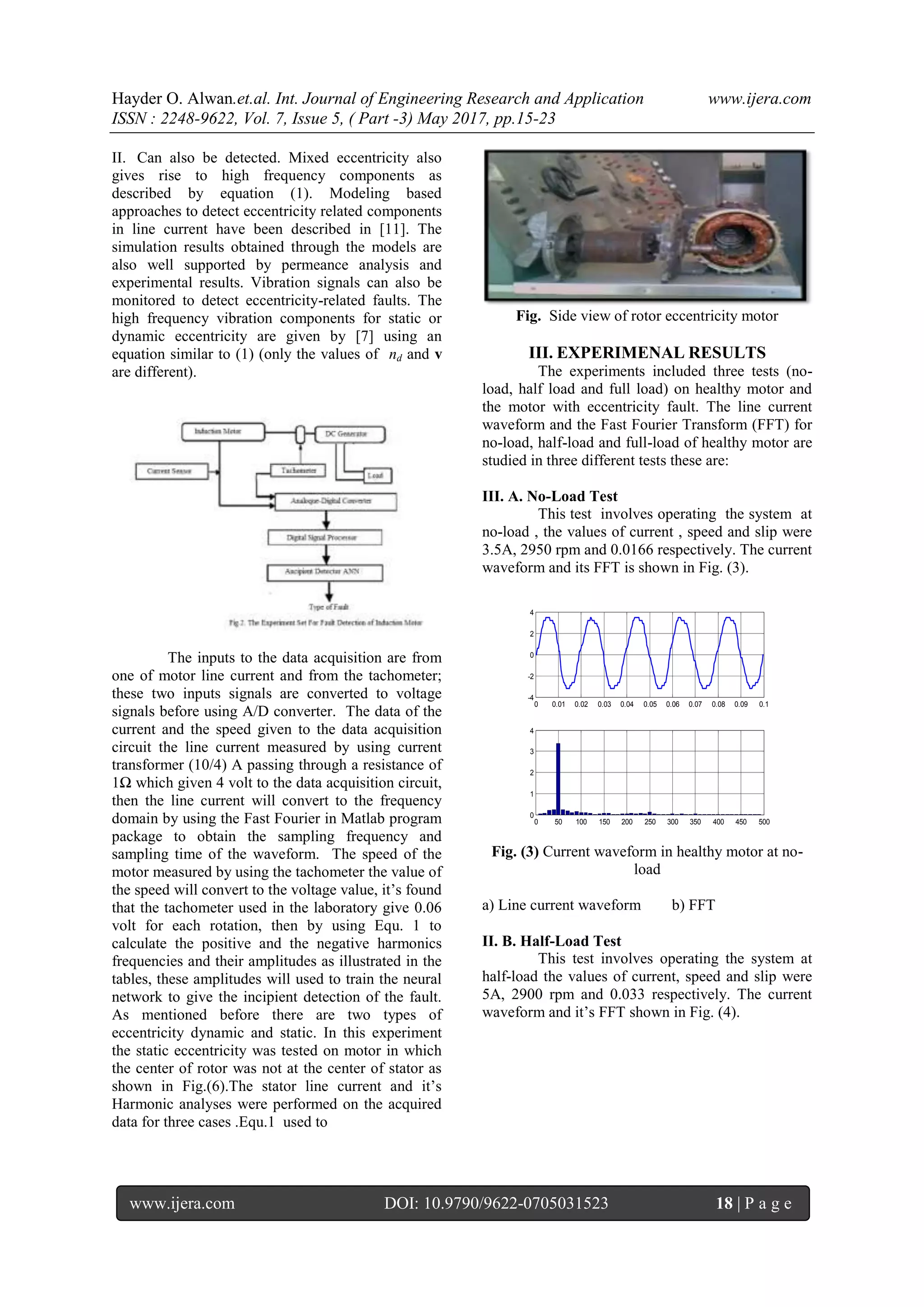 Detection Of Static Air Gap Eccentricity In Three Phase Induction Motor By Using Artificial