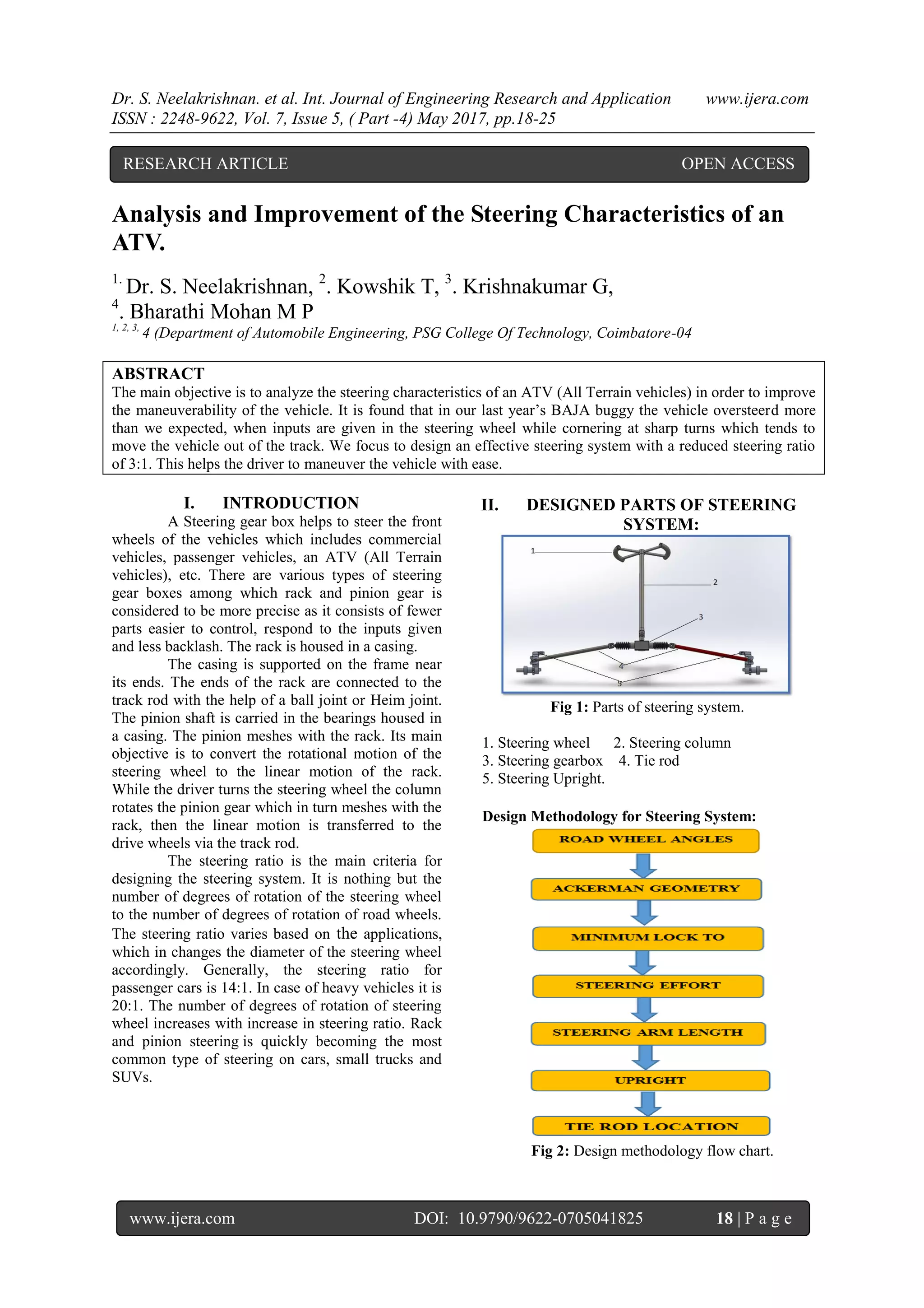 Analysis and Improvement of the Steering Characteristics of an ATV. | PDF